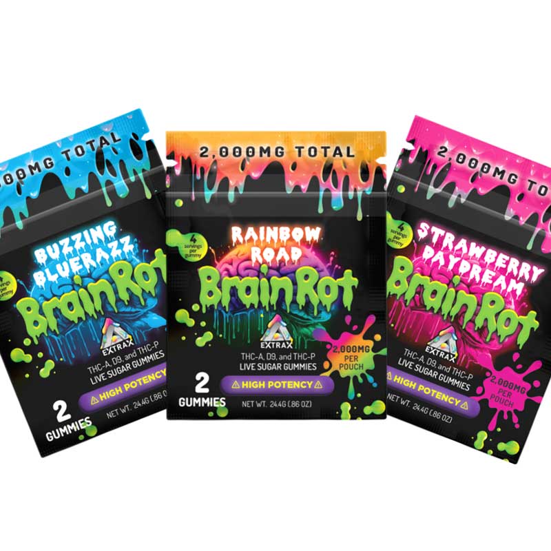 Delta Extrax BrainRot THCa Live Sugar Gummies - 2000mg - Lord Vaper Pens